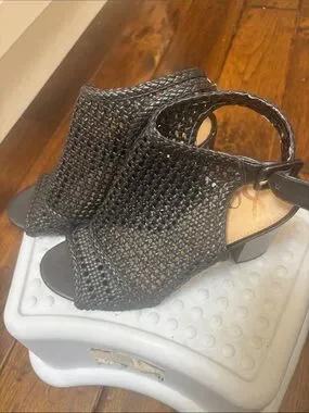 Sam Edelman | Shoes | Sam Edelman Black Woven Peeptoe Block Heel ...